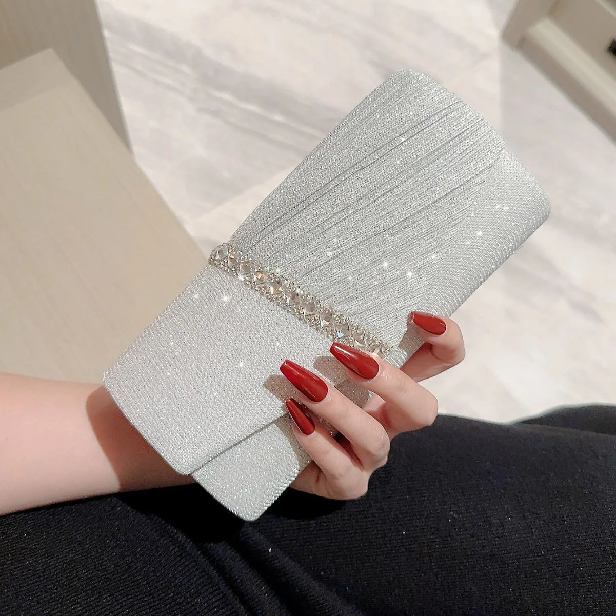 Elegant Sparkly Clutch Bag With Crystal Embellishments on Luulla