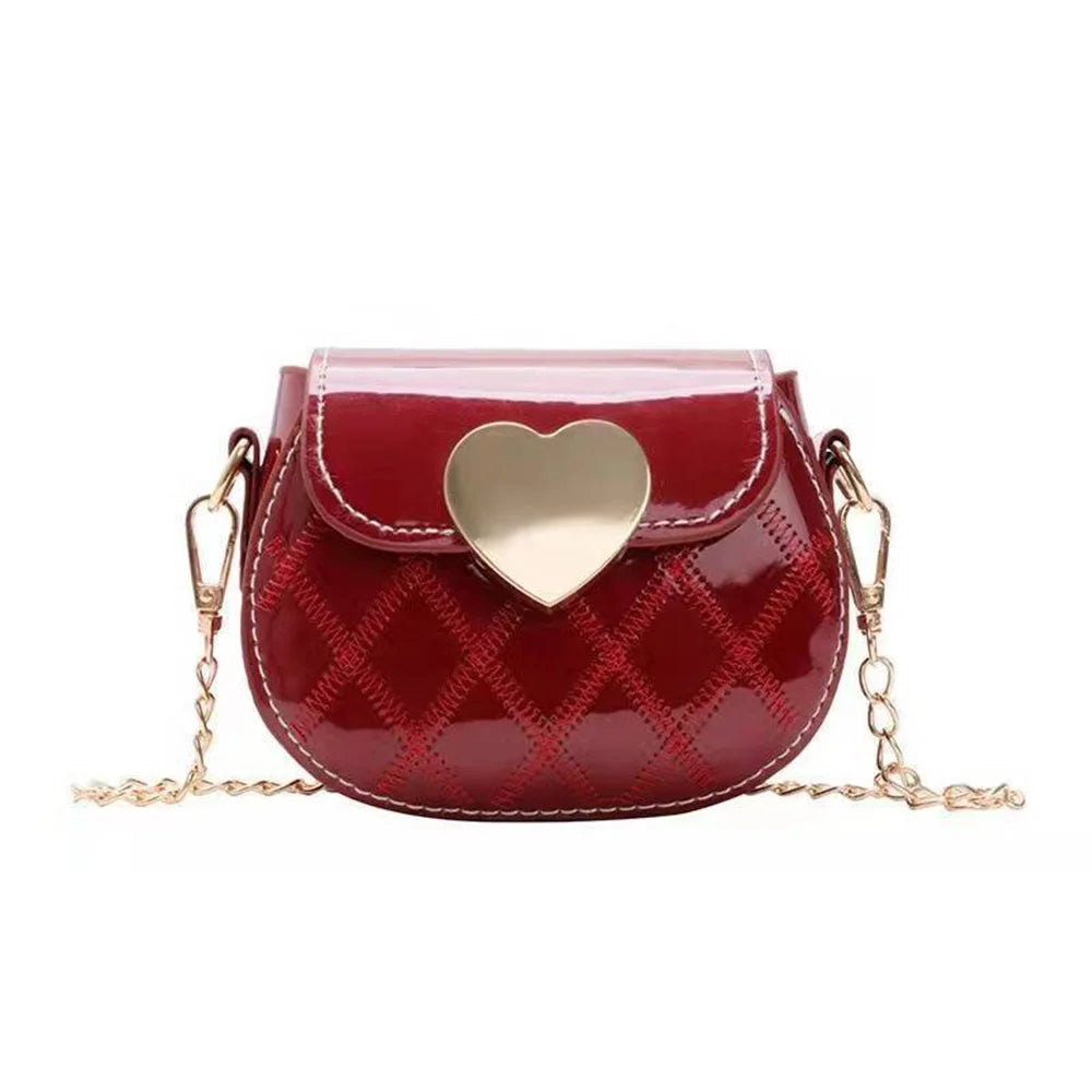 Elegant Red Patent Leather Heart Clasp Shoulder Bag on Luulla