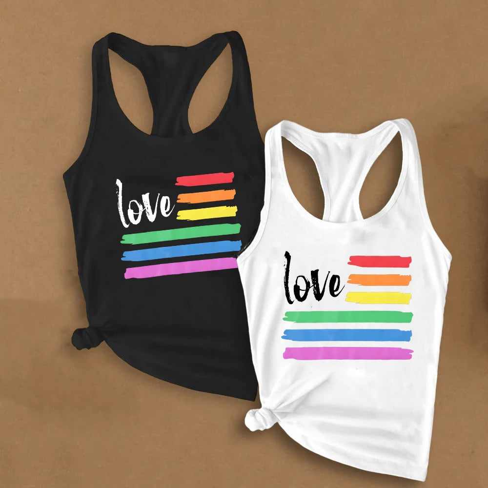 Love Pride Rainbow Stripes Tank Tops on Luulla
