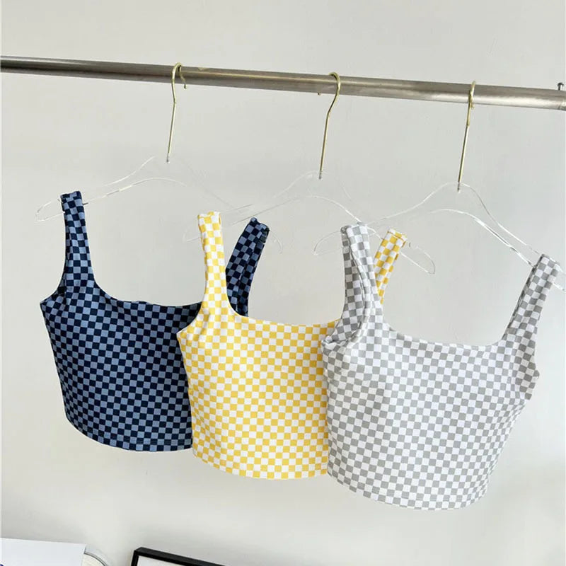Checkered Crop Tops - Set Of Three on Luulla