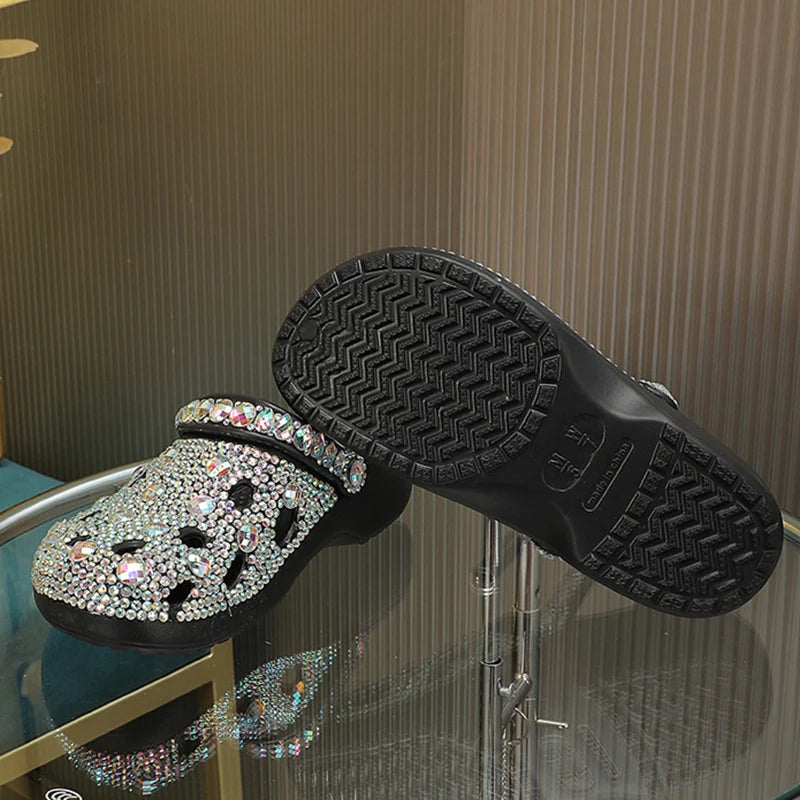 Rhinestone Embellished Sparkly Slip-on Clogs For Women on Luulla