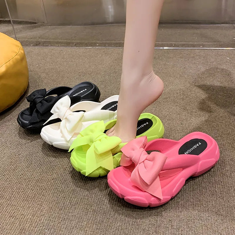 Stylish Womens Bow Knot Platform Slippers on Luulla
