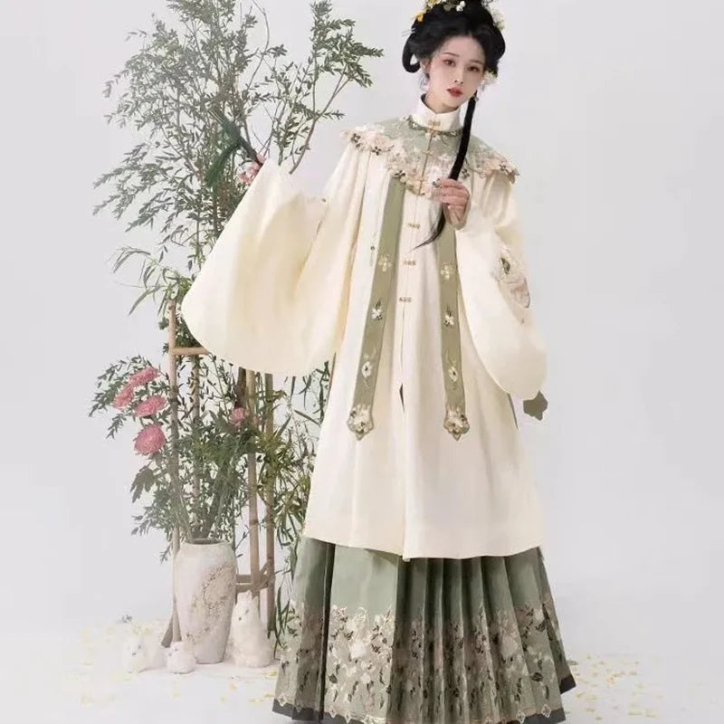 Elegant Traditional Hanfu Dress With Floral Embroidery on Luulla