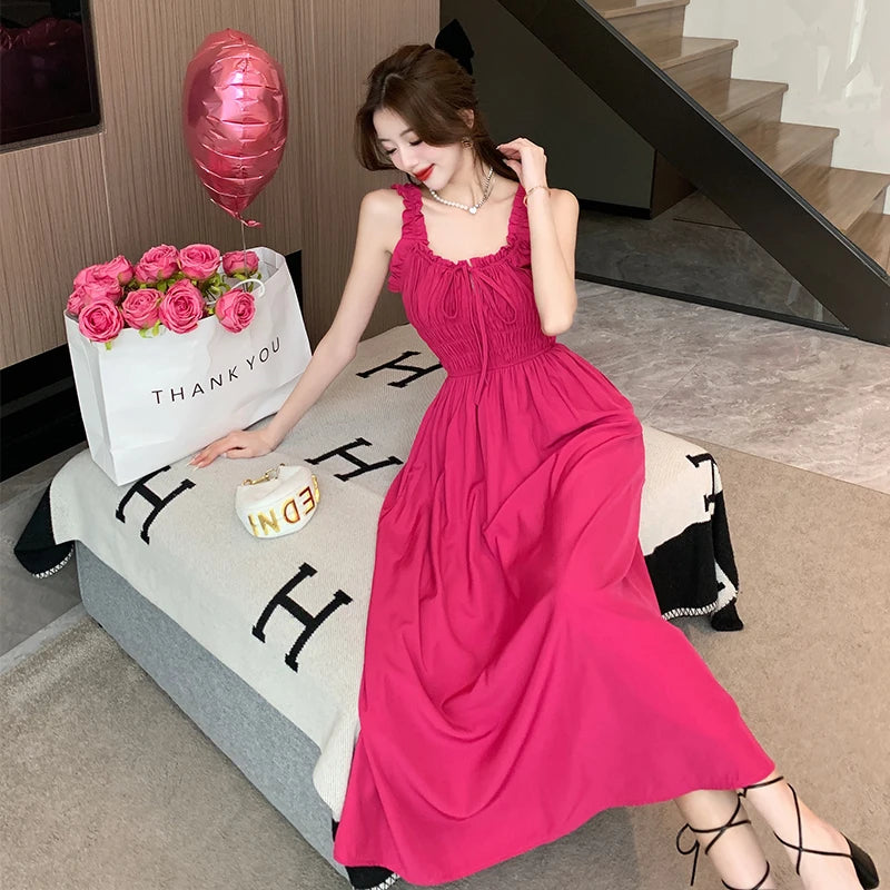 Elegant Sleeveless Ruched Maxi Dress For Women on Luulla