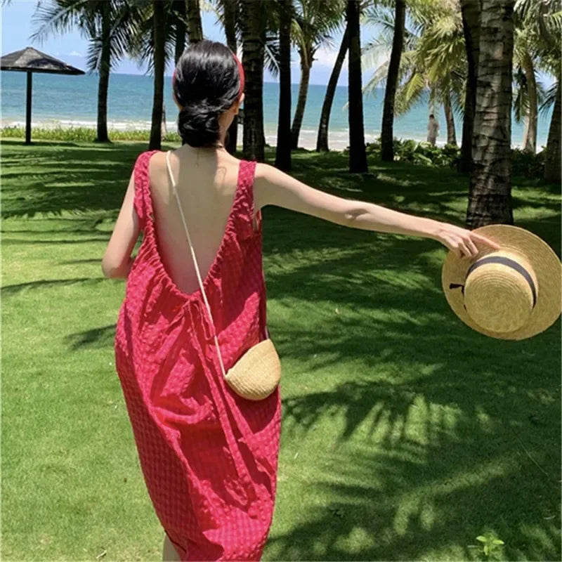 Summer Beach Backless Casual Sundress For Women on Luulla