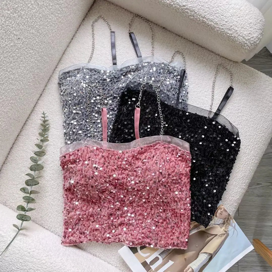 Sparkly Sequin Tube Tops - Assorted Colors on Luulla