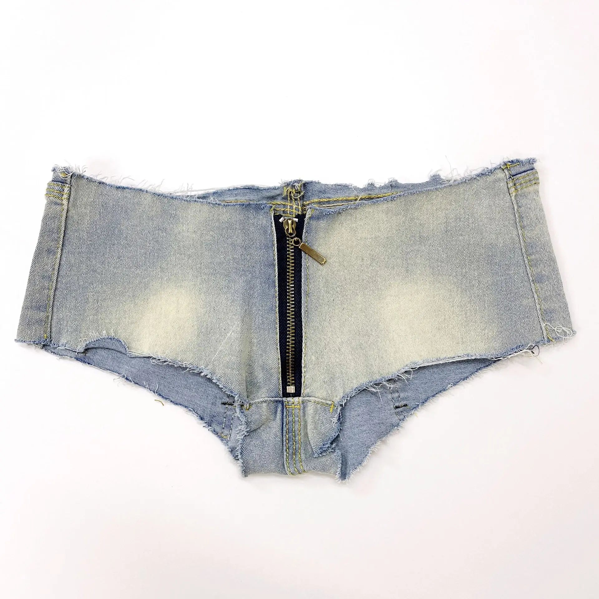 Womens Denim High-waisted Zipper Front Shorts on Luulla