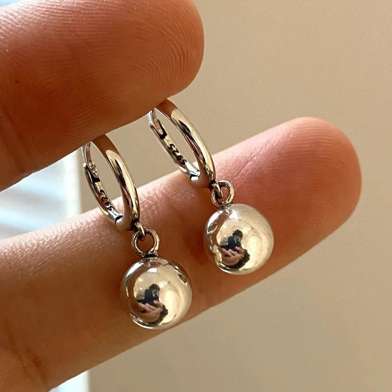 Sterling Silver Ball Drop Hoop Earrings on Luulla