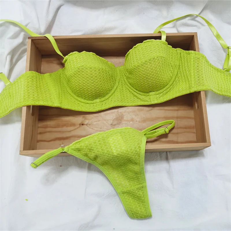 Neon Green Lace Bra And Panty Set on Luulla