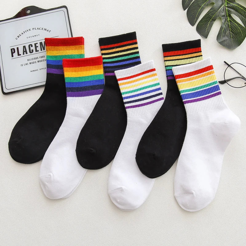 Colorful Ankle Socks With Rainbow Stripe Design on Luulla