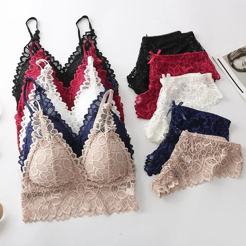 Lace Bralette And Panty Set - Multiple Colors on Luulla