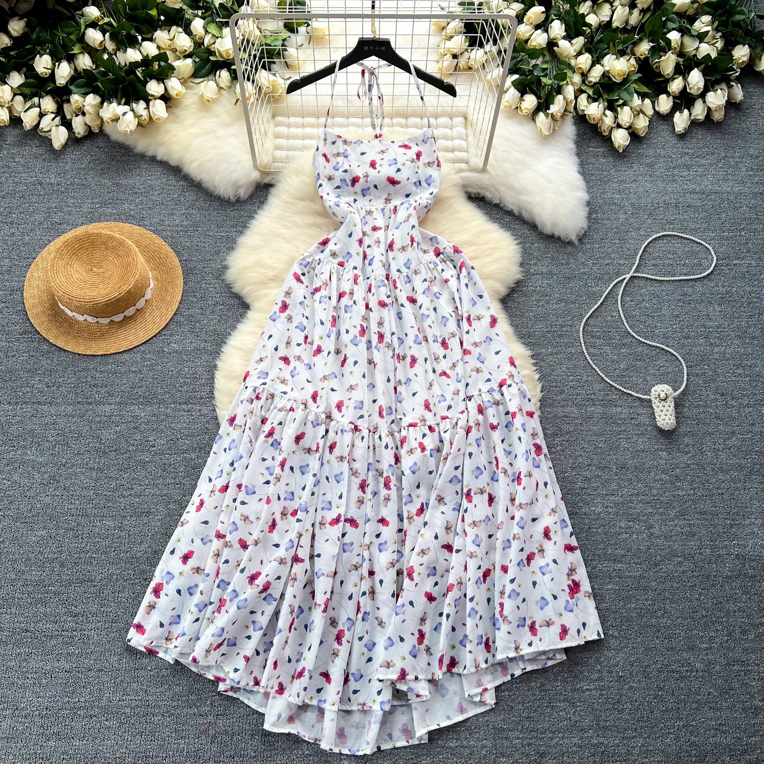 Floral Print Maxi Dress With Spaghetti Straps on Luulla