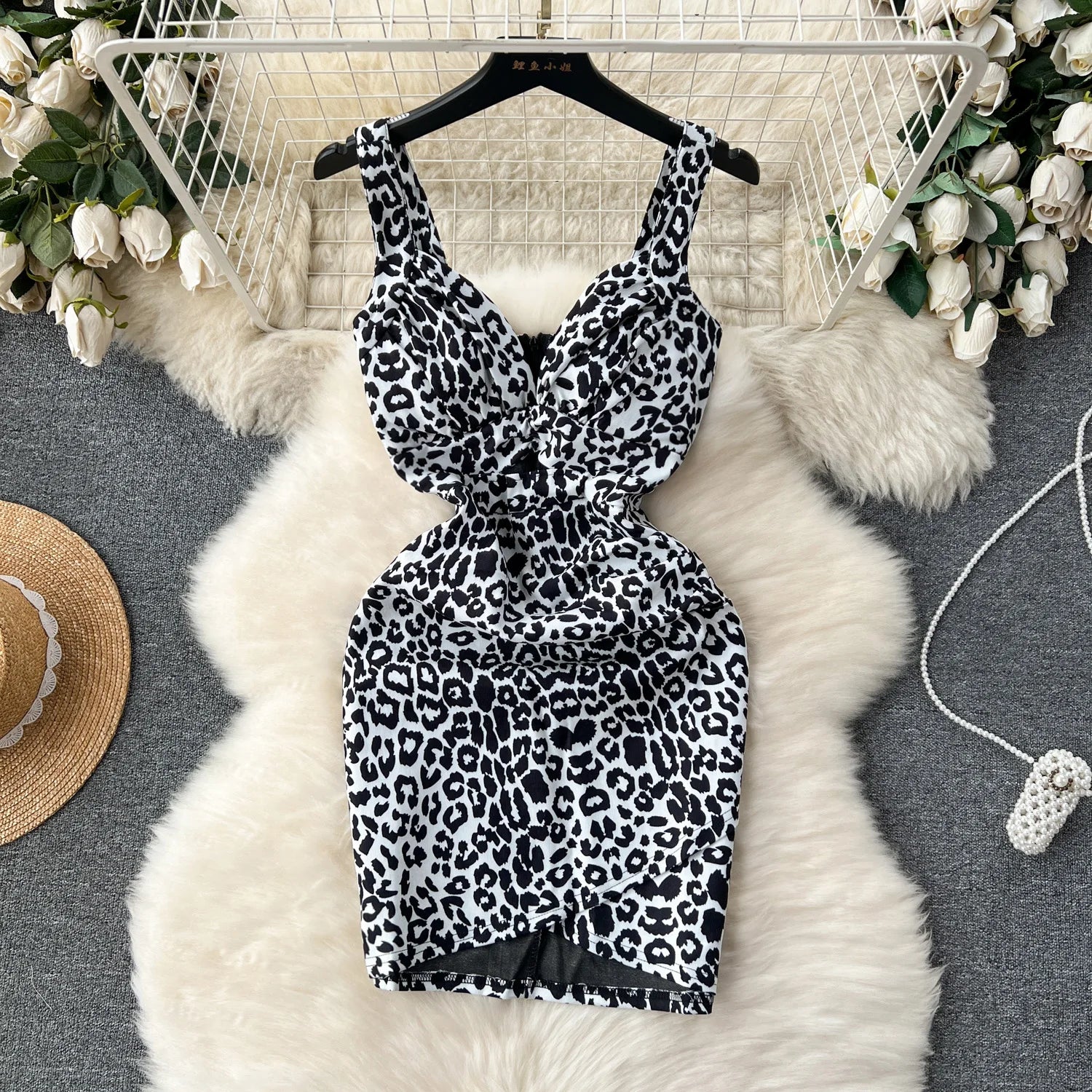 Leopard Print Sleeveless Bodycon Mini Dress on Luulla