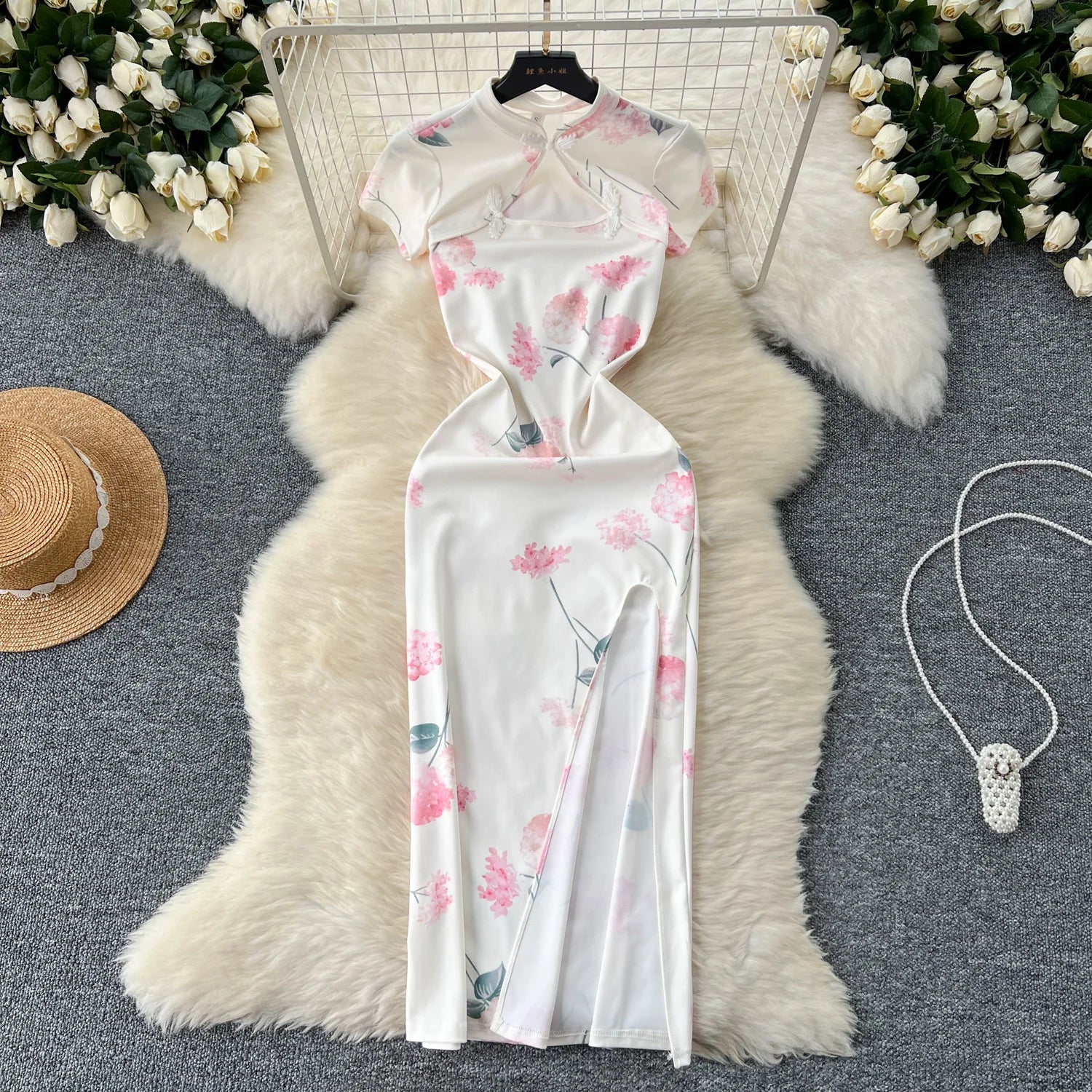 Elegant Floral Cheongsam Chinese Qipao Maxi Dress on Luulla