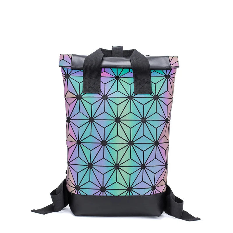 Geometric Pattern Reflective Backpack For Everyday Use on Luulla
