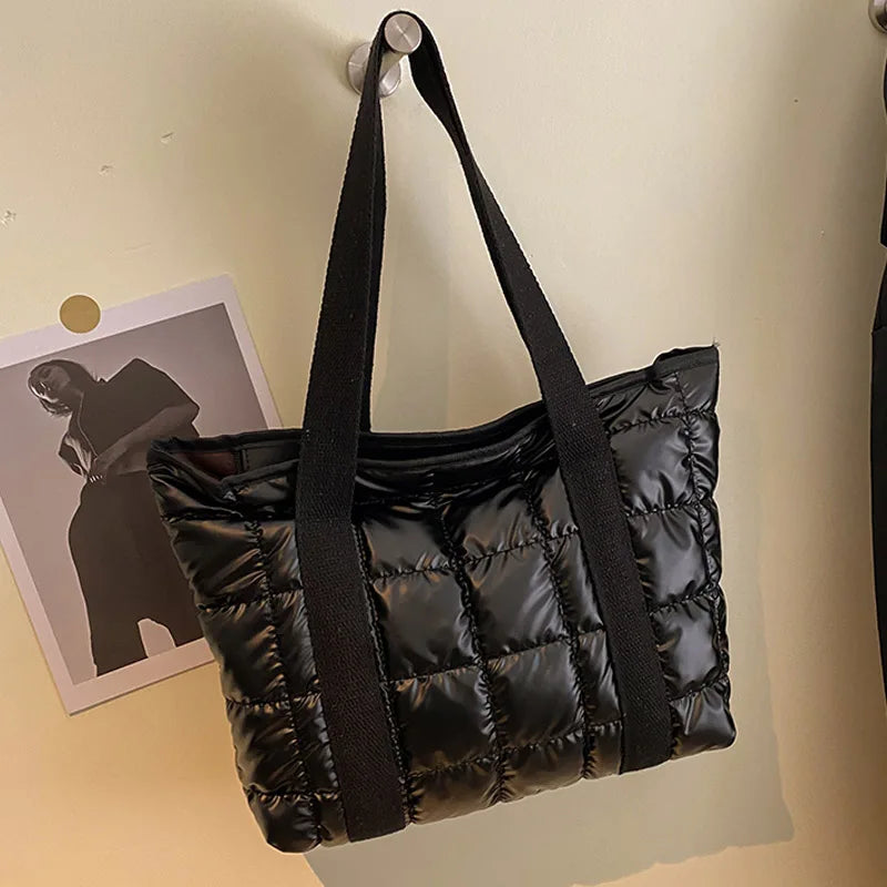 Stylish Black Quilted Tote Bag For Women on Luulla