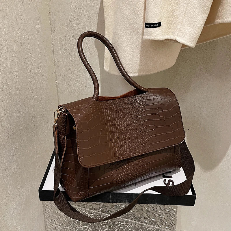 Elegant Croc-embossed Leather Shoulder Bag For Women on Luulla