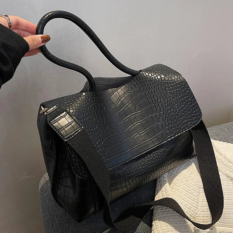 Elegant Croc-embossed Leather Shoulder Bag For Women on Luulla