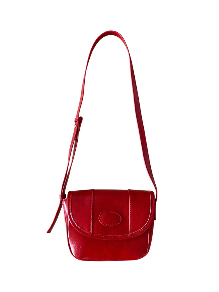 Stylish Red Leather Crossbody Bag For Women on Luulla