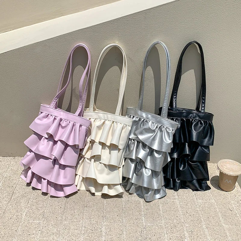 Ruffled Layered Satin Shoulder Bags For Women on Luulla