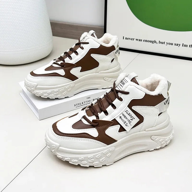 Womens High-top Chunky Sneakers With Fur Lining on Luulla