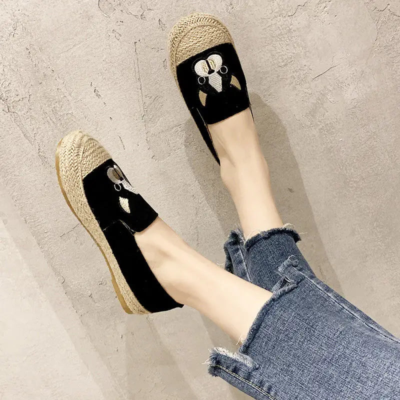 Cute Panda Espadrille Flats Canvas Shoes on Luulla