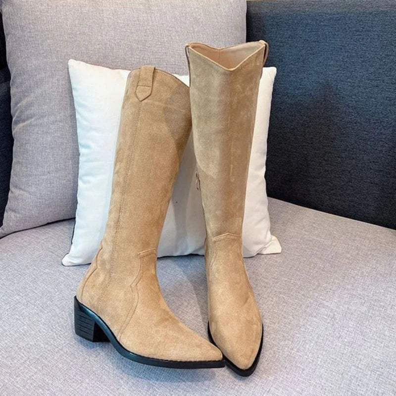 Womens Suede Knee-high Western Riding Boots on Luulla