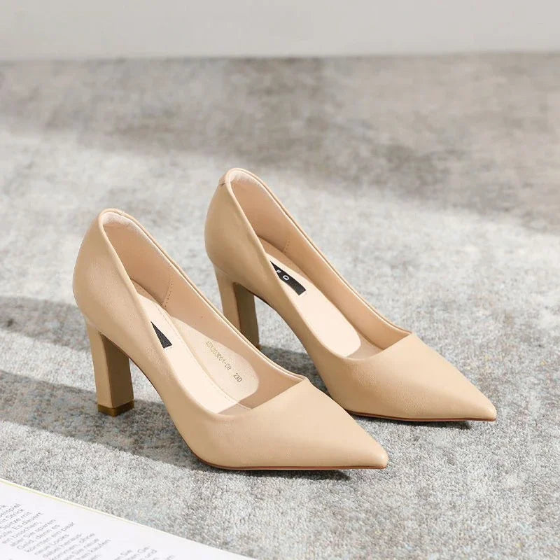 Elegant Nude Pointed Toe High Heel Pumps on Luulla