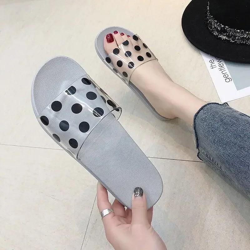 Polka Dot Clear Slide Sandals For Women on Luulla
