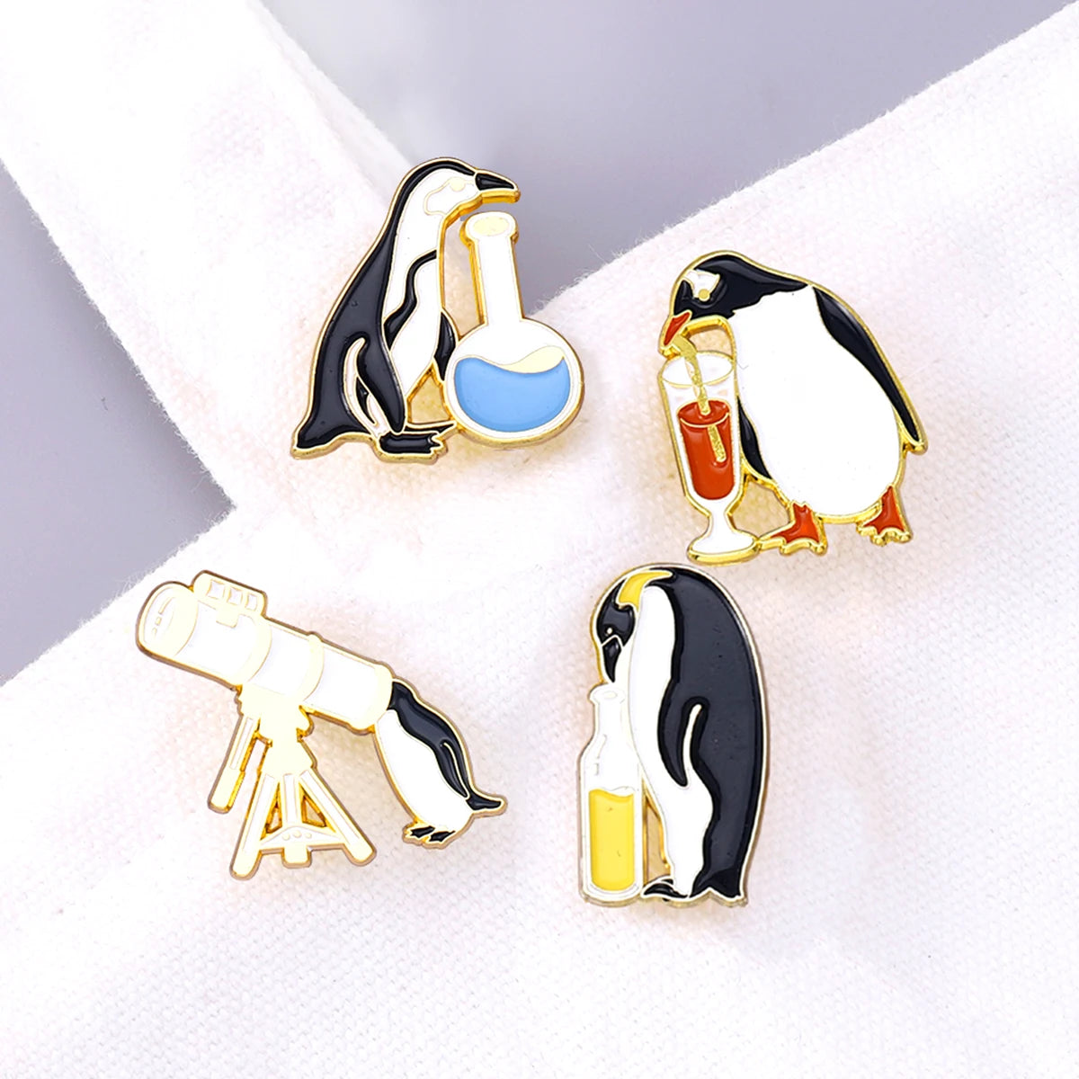 Cute Penguin Enamel Pins Collection - Set Of 4 on Luulla