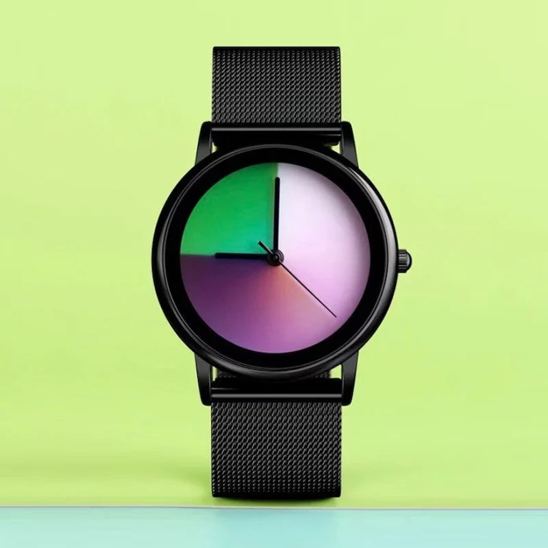 Gradient Dial Black Mesh Strap Watch on Luulla