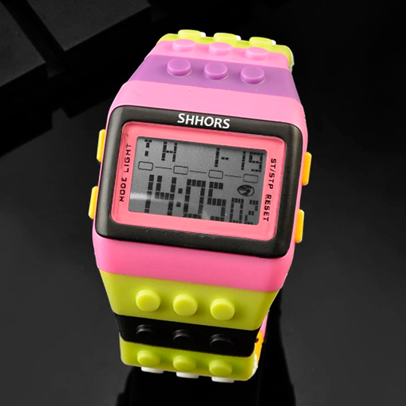 Colorful Digital Block Design Wrist Watch on Luulla