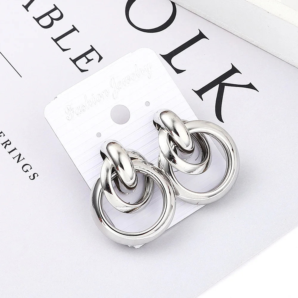 Gold Triple Loop Knot Drop Earrings on Luulla