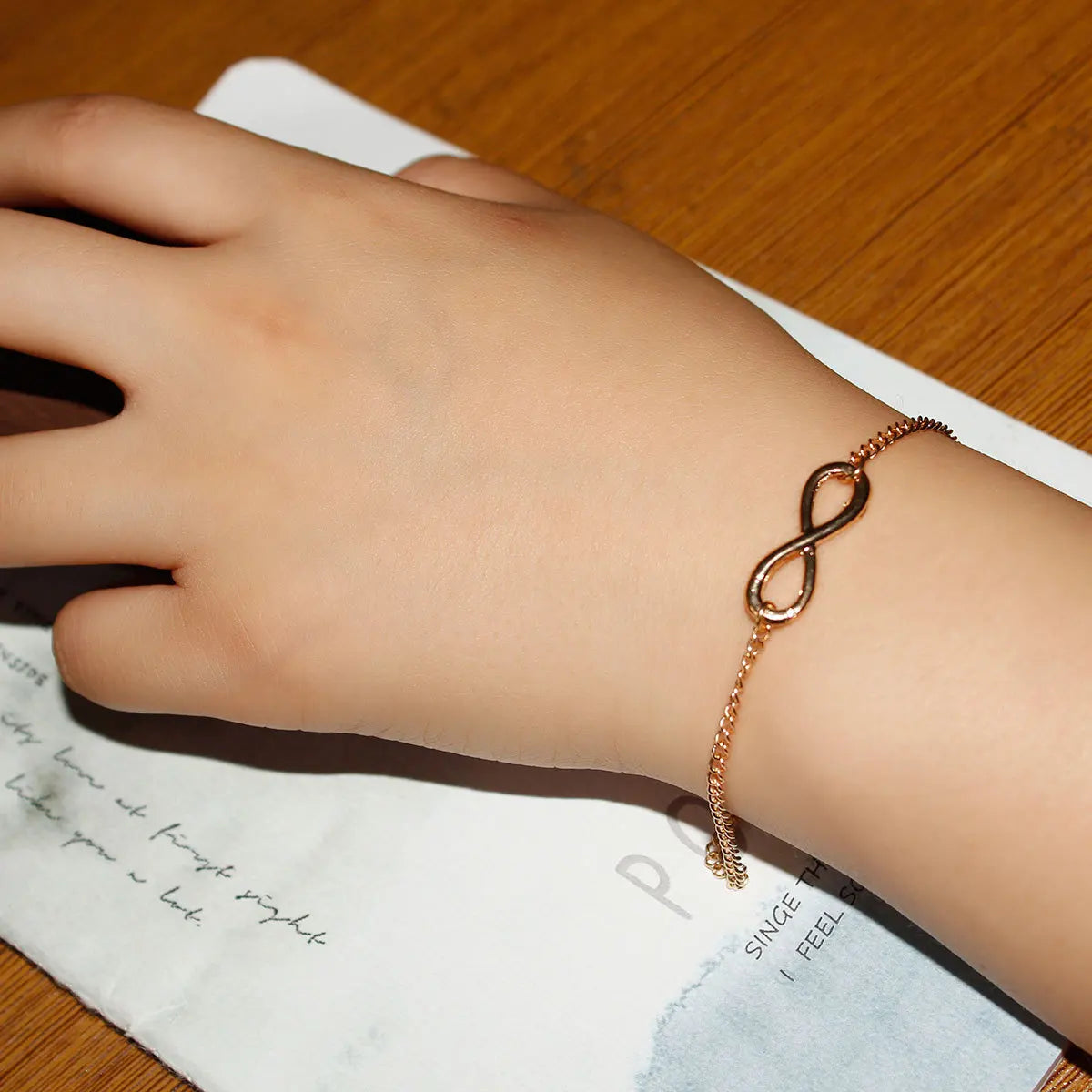 Elegant Rose Gold Infinity Symbol Chain Bracelet on Luulla