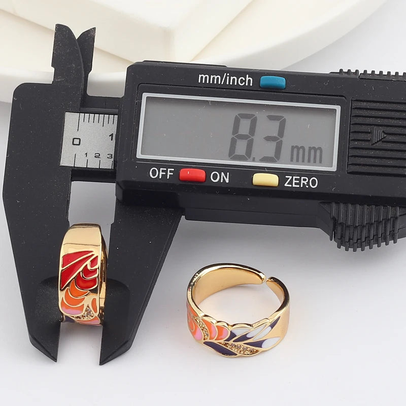 Colorful Adjustable Enamel Gold-plated Statement Rings on Luulla