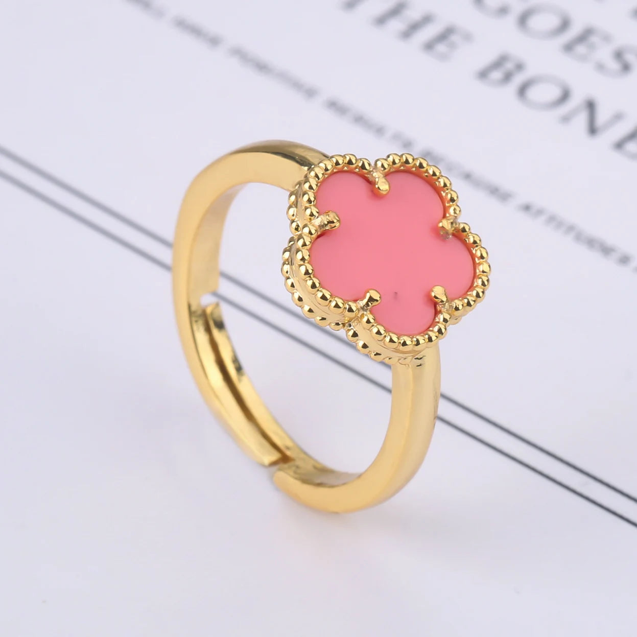 Colorful Flower Design Adjustable Gold Rings Collection on Luulla