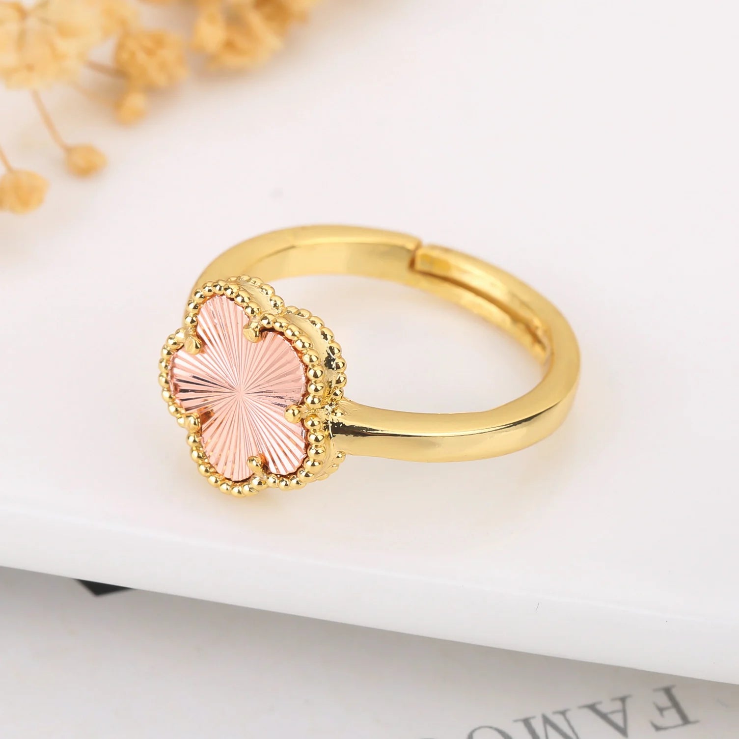 Colorful Flower Design Adjustable Gold Rings Collection on Luulla