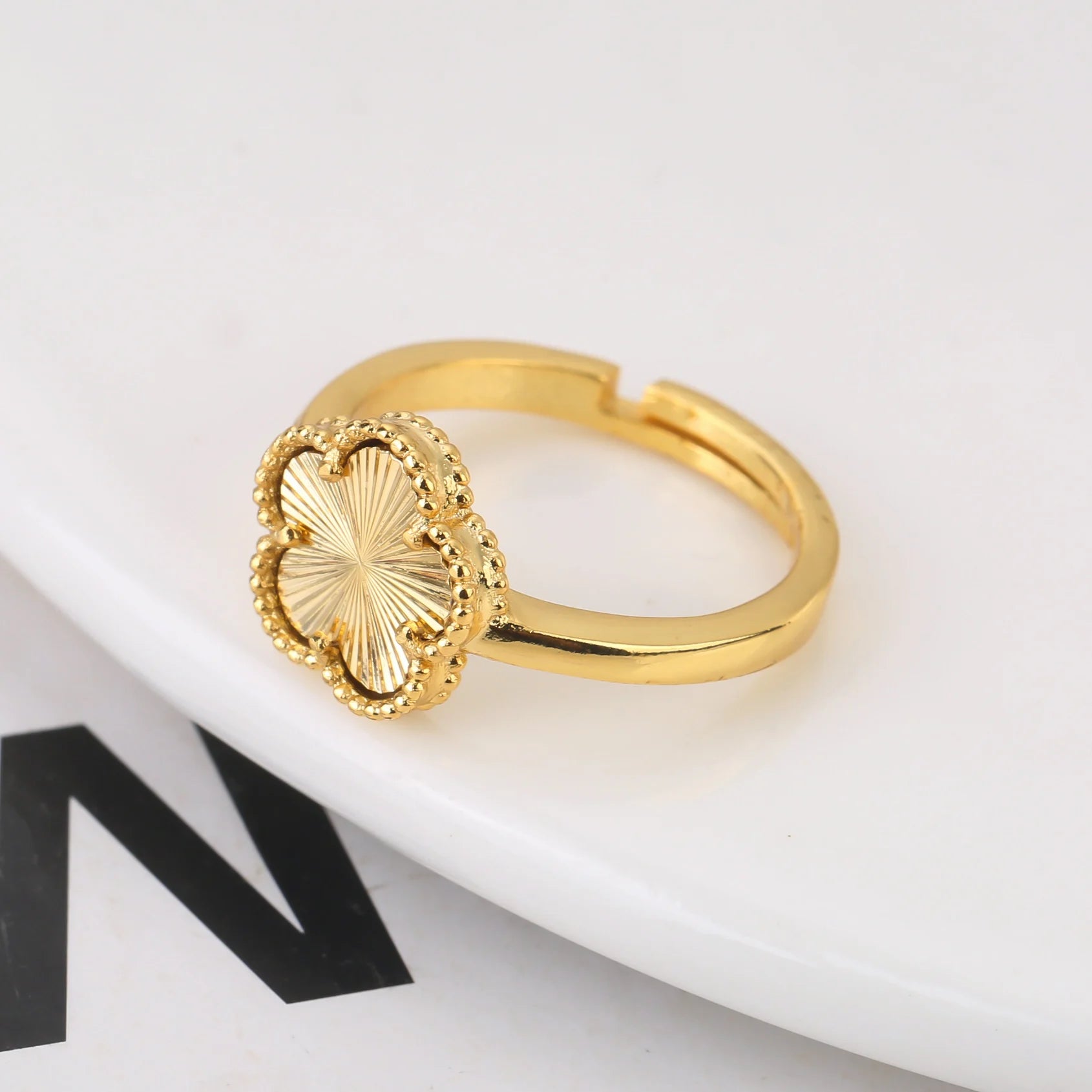 Colorful Flower Design Adjustable Gold Rings Collection on Luulla