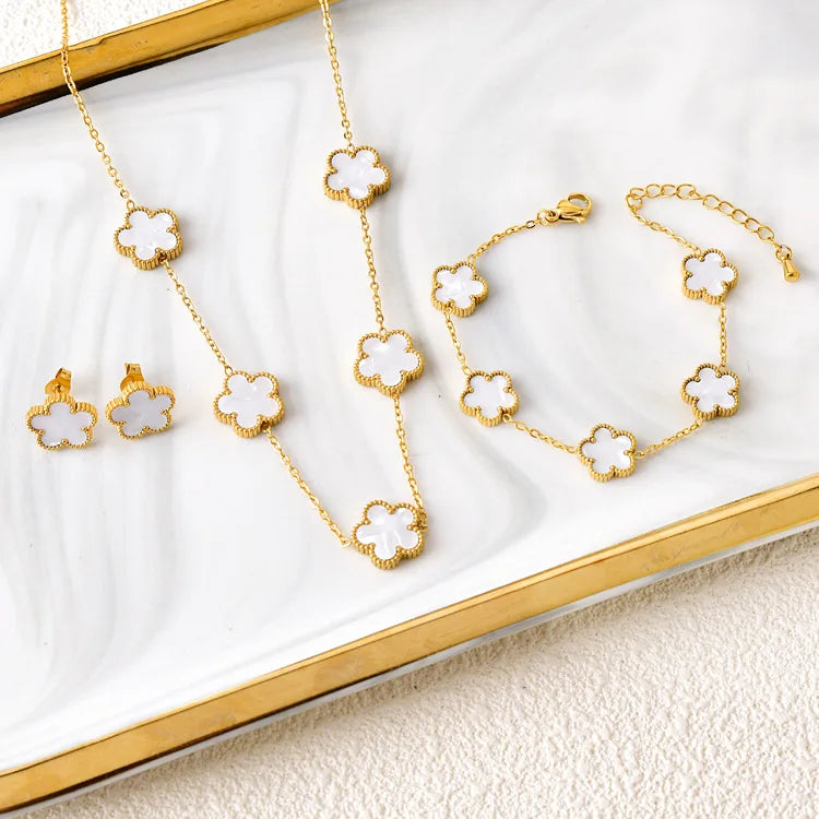 Elegant Gold-plated Flower Jewelry Set For Women on Luulla