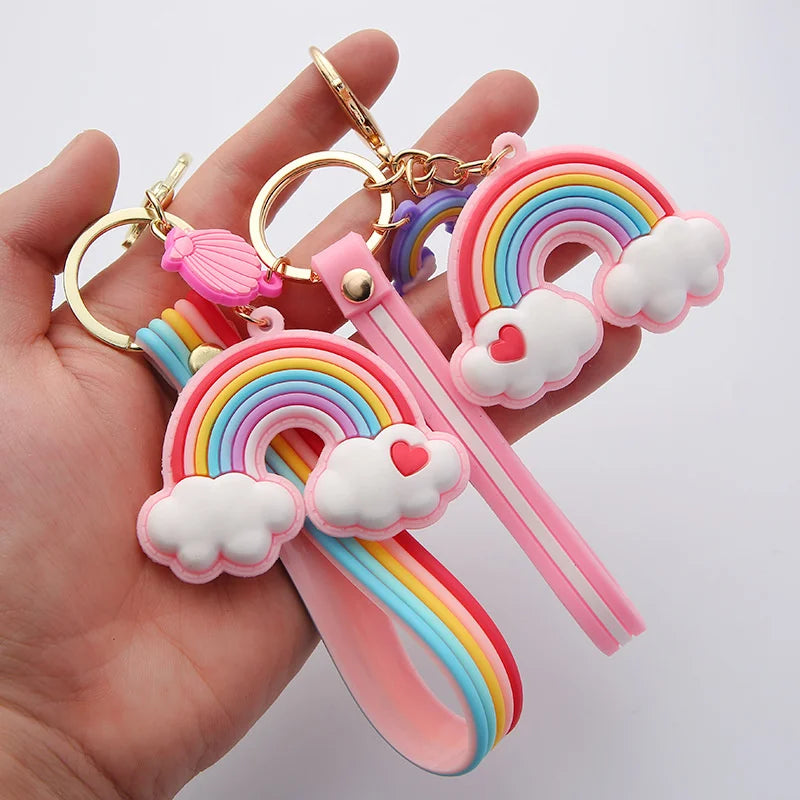 Rainbow Keychain With Clouds And Hearts on Luulla