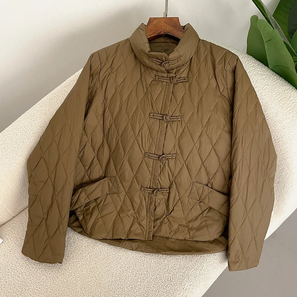 Quilted Brown Jacket With Traditional Toggle Closure on Luulla