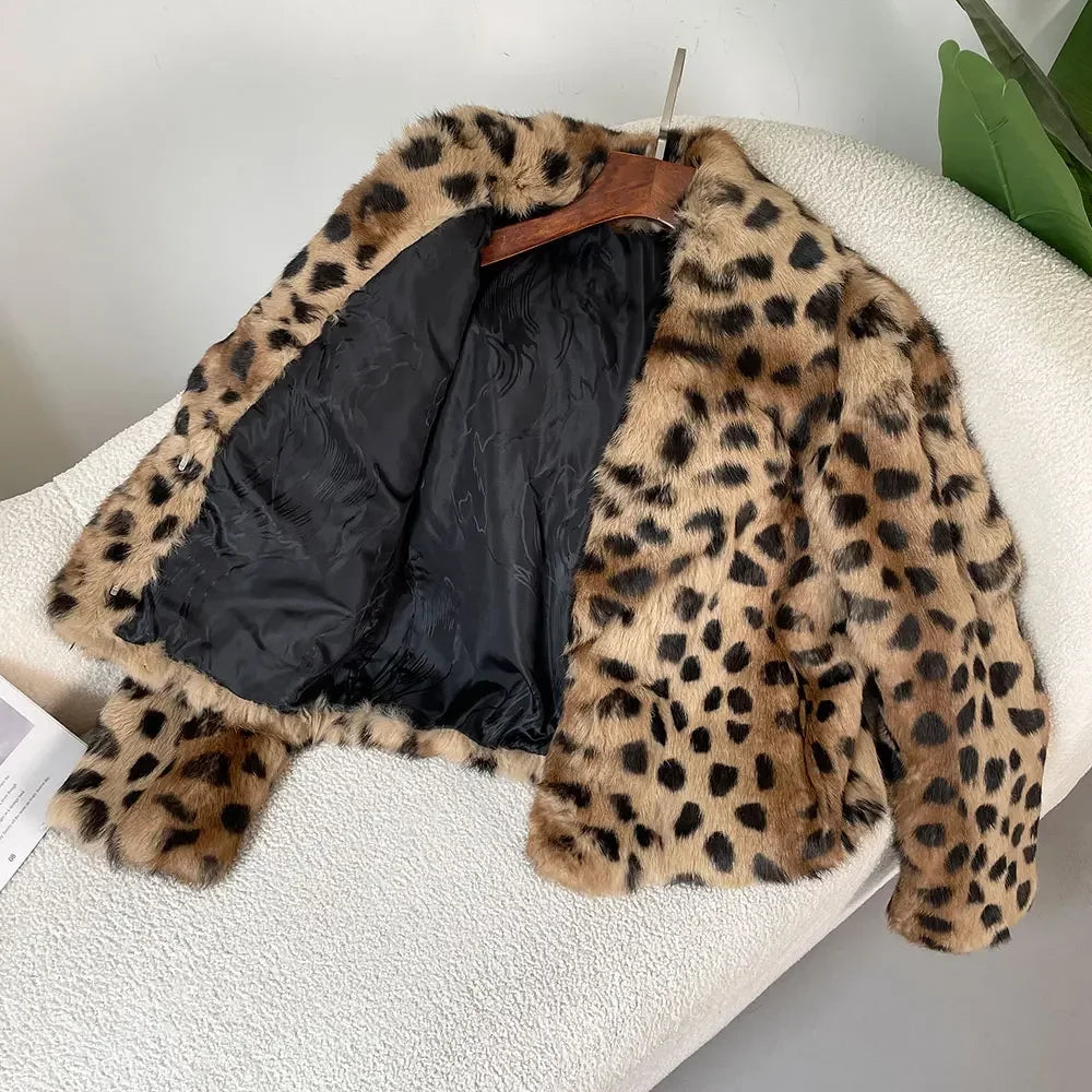 Luxe Faux Fur Leopard Print Jacket Coat on Luulla