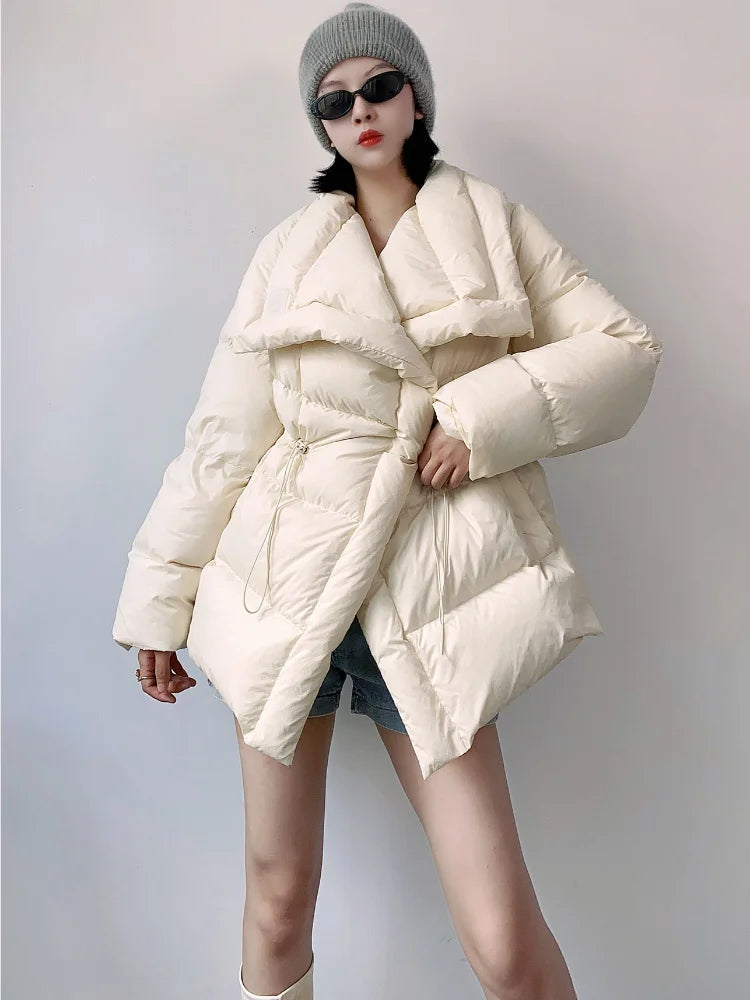 Cozy White Oversized Puffer Jacket For Women on Luulla