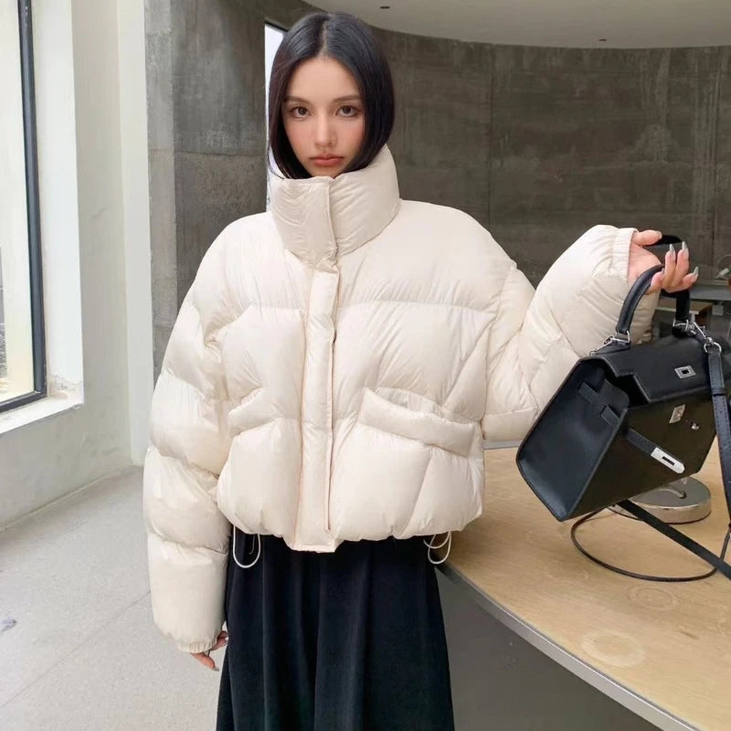 Puffy Warm Winter Jacket With High Collar on Luulla
