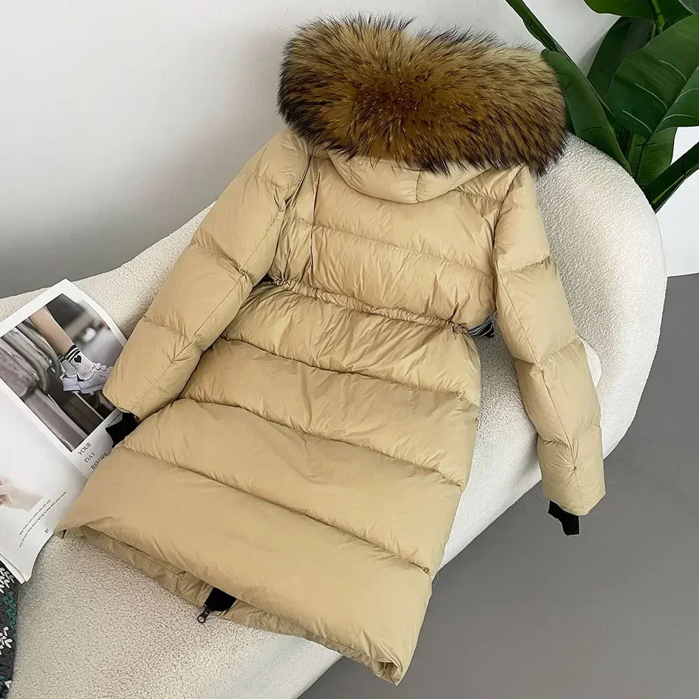 Womens Long Winter Down Coat With Fur on Luulla