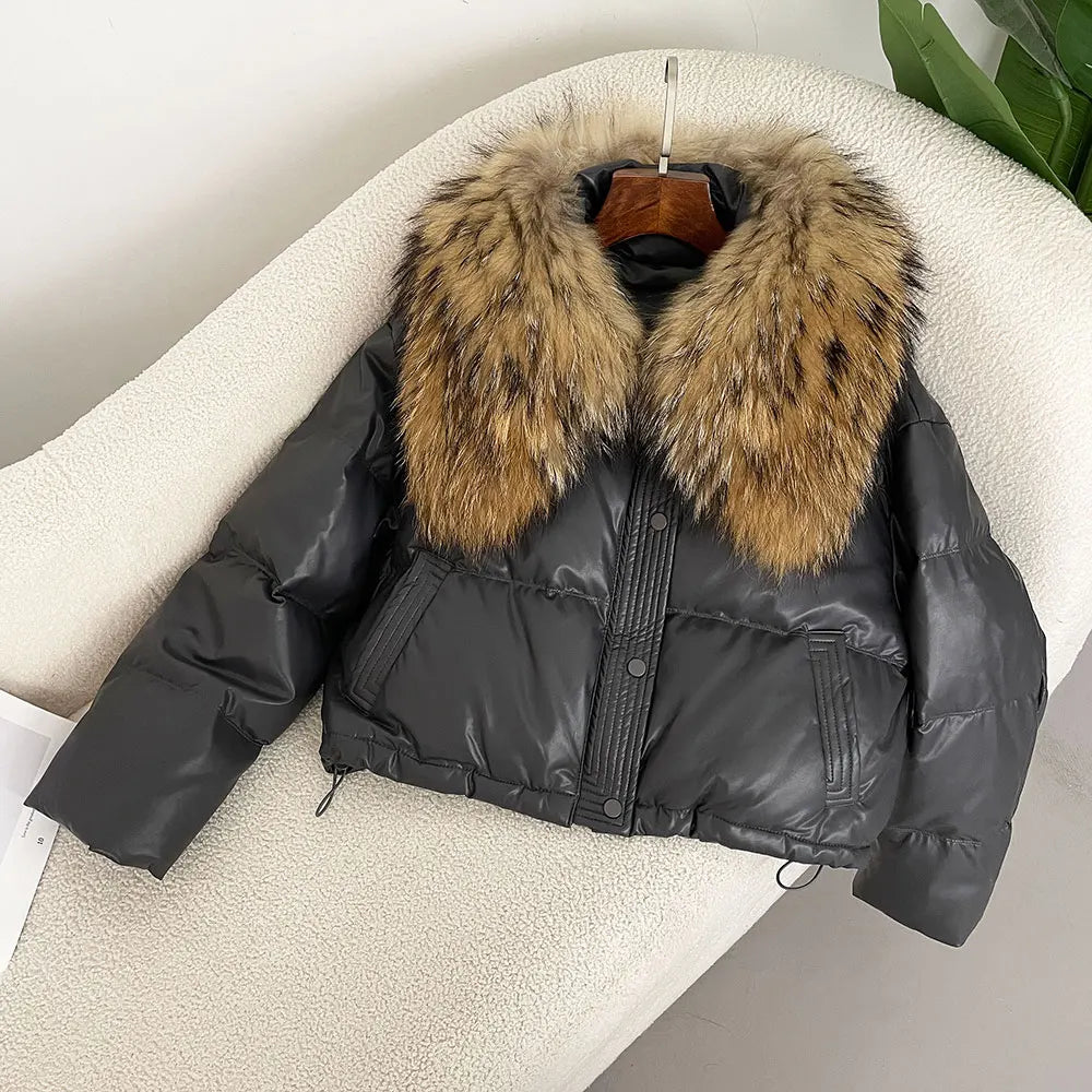 Faux Fur Collar Womens Winter Puffer Jacket on Luulla
