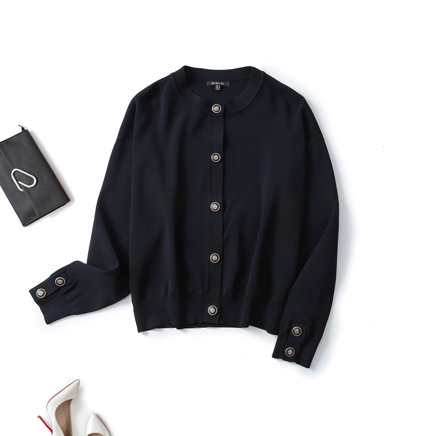Black Button-up Cardigan With Stylish Design on Luulla