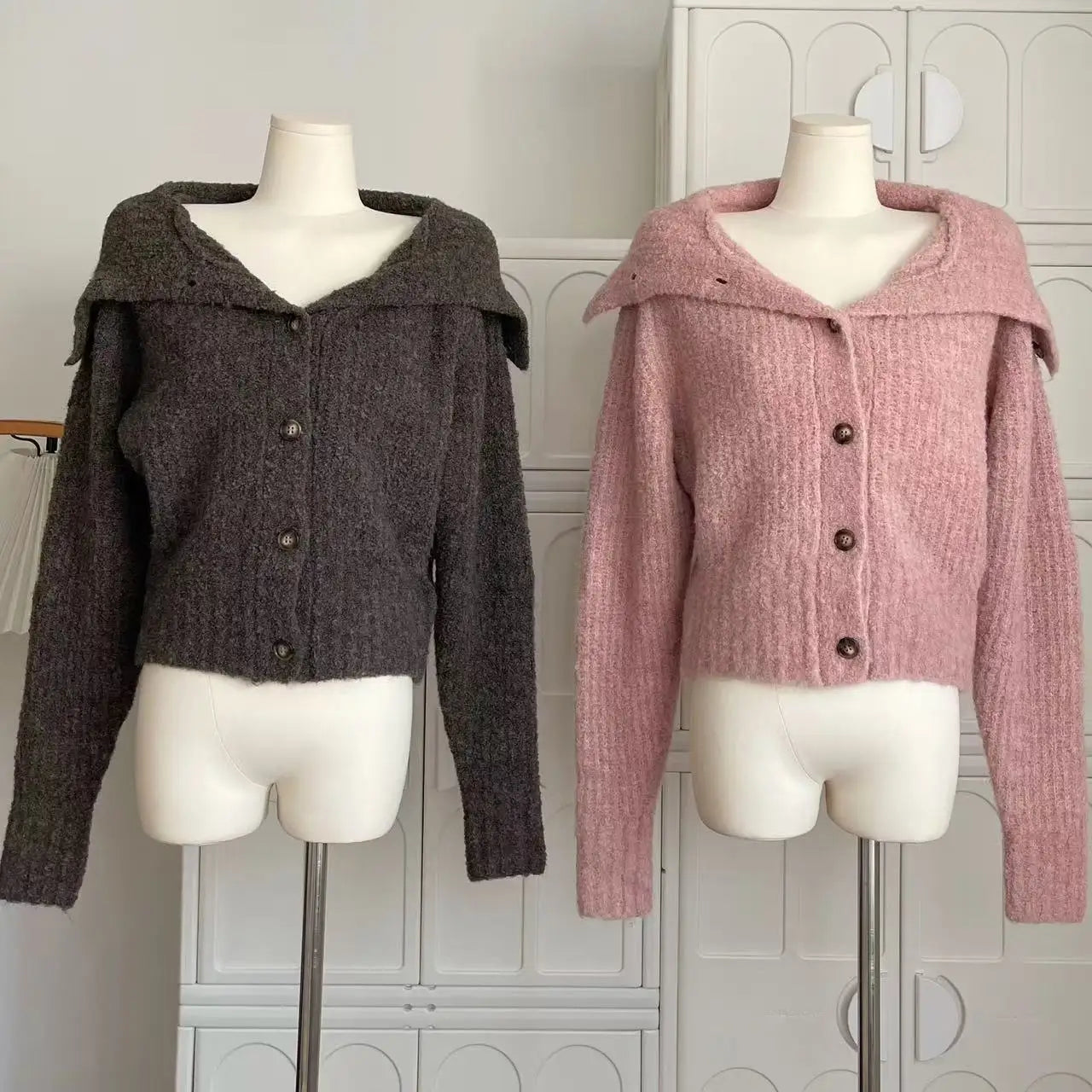Cozy Knit Cardigans With Button-up Collars on Luulla
