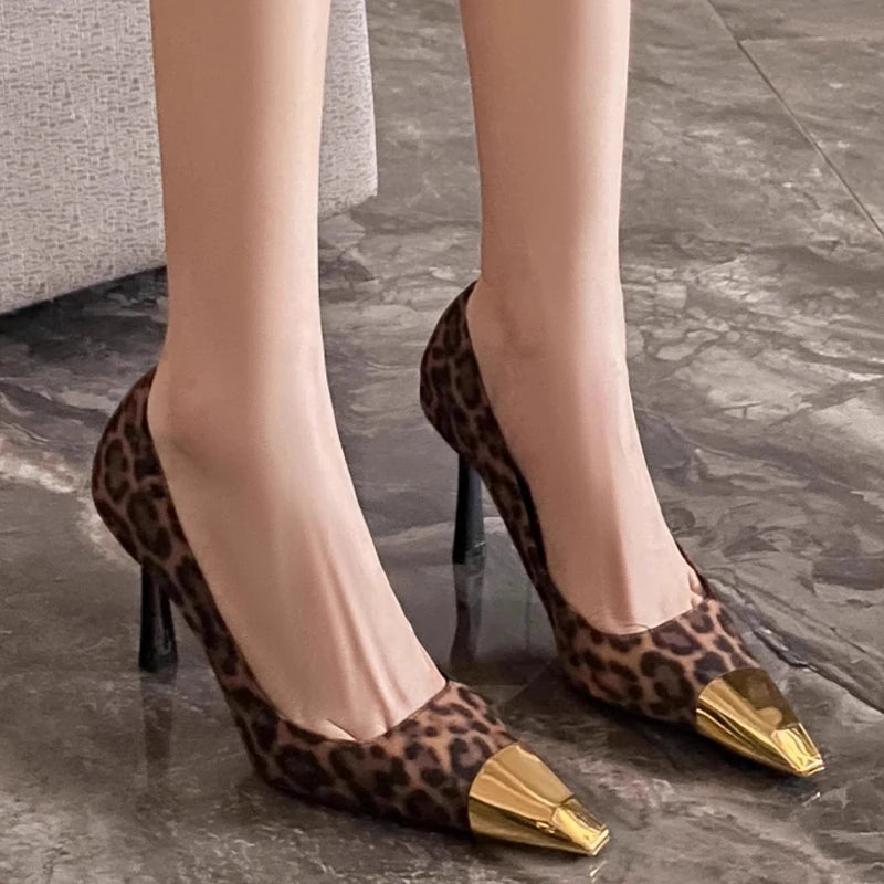 Leopard Print Stilettos With Gold Toe Cap on Luulla
