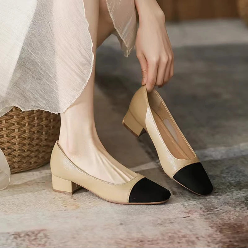 Chic Two-tone Low Heel Womens Pumps on Luulla